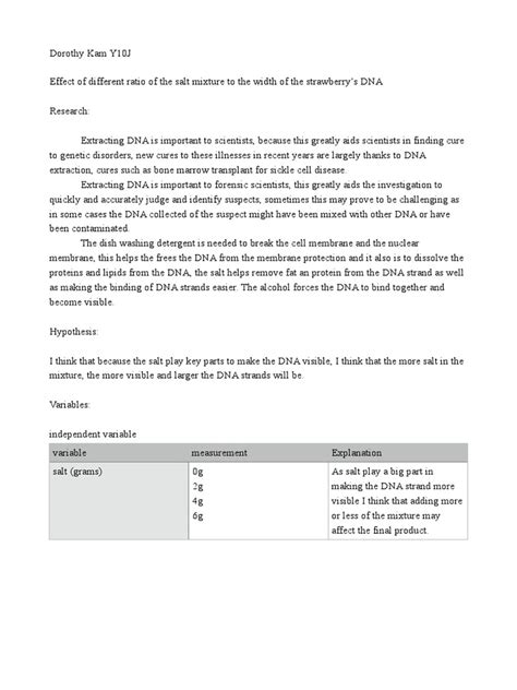 Dna Extraction Lab Report Pdf Experiment Dna