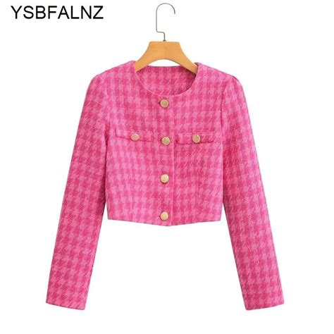 Badu Bg 2023 Пролет Дамско сако от туид Traf Метални копчета Блейзъри с хрътка зъбка Дамски