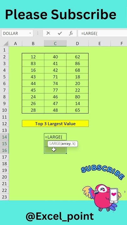 Use Of Large Function Short Exceltips Exceltutorial Shortsfeed Msexcel Shortsfeed