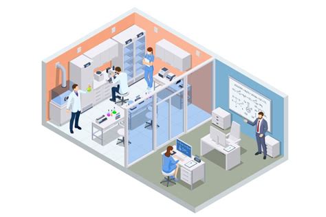 Isometric Computer Lab Classroom Royalty Free Vector Image