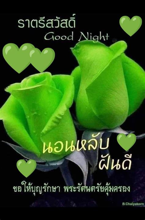 Good Night Message With Two Green Roses