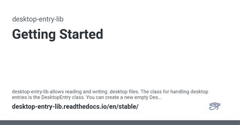 Getting Started Desktop Entry Lib 50 Documentation