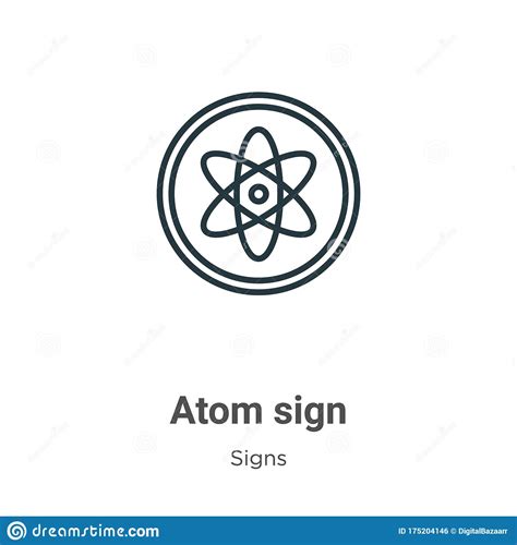 Atom Sign Outline Vector Icon Thin Line Black Atom Sign Icon Flat Vector Simple Element