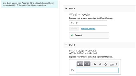 solved use ag values from appendix iib to calculate the