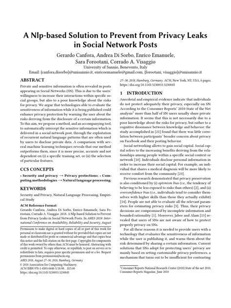 A Nlp Based Solution To Prevent From Privacy Leaks In Social Network