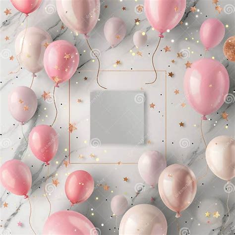 Celebration Background With Colorful Balloons And Empty Square Frame
