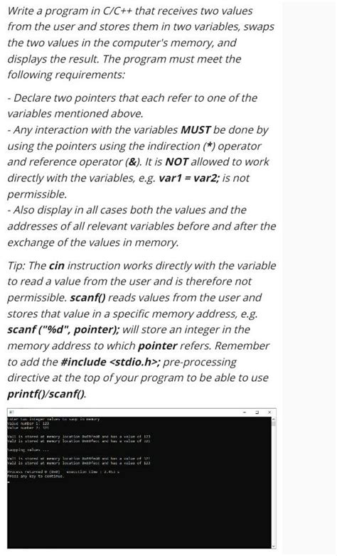 Solved Write A Program In Cc That Receives Two Values