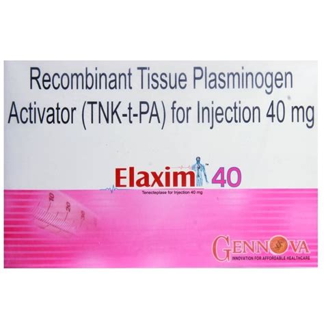 40mg Recombinant Tissue Plasminogen Activator Injection Capacity 5ml Packaging Size 1 Vial