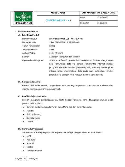 Modul Ajar Informatika Jaringan Komputer Dan Internet Pdf