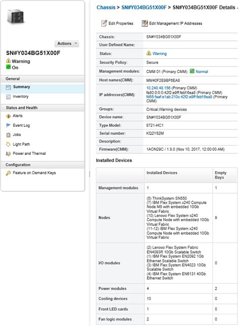 Viewing The Details Of A Managed Chassis Xclarity Administrator Docs