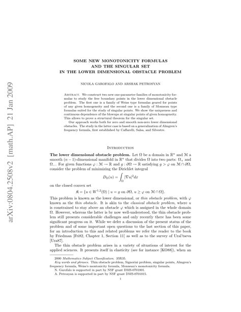 Pdf Some New Monotonicity Formulas And The Singular Set In The Lower
