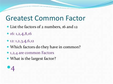 Greatest Common Factor And Least Common Multiple