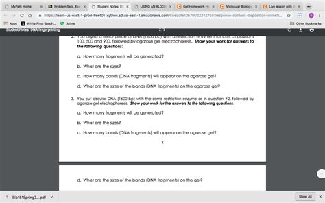 Bio151Spring2019MolecularBiologyProblemSet Chegg Com