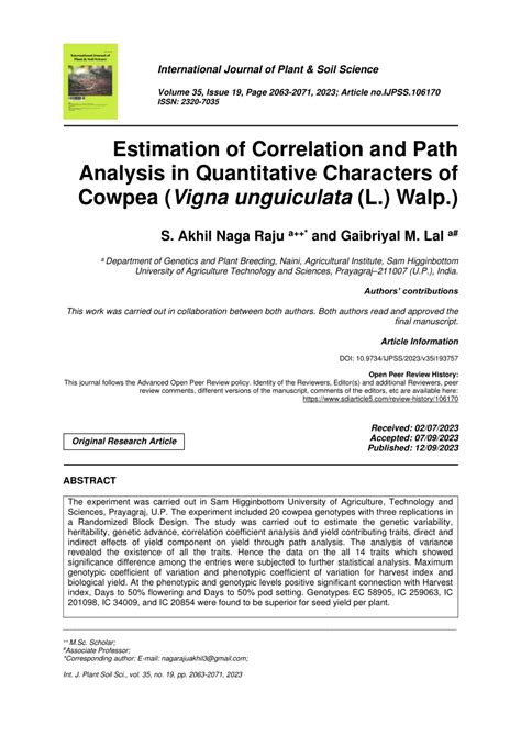 Pdf Estimation Of Correlation And Path Analysis In Quantitative