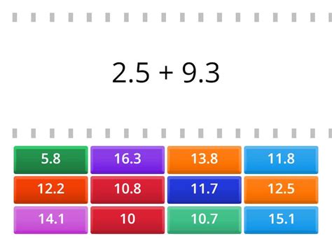 Adding Decimals Find The Match