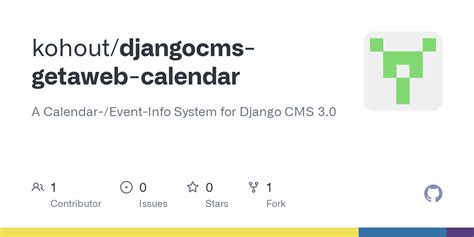 GitHub Kohout Djangocms Getaweb Calendar A Calendar Event Info