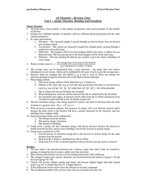 PDF Chemistry Unit 1 Revision Notes DOKUMEN TIPS