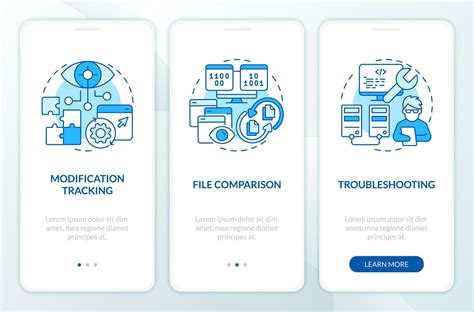 Version Control Benefits Blue Onboarding Mobile App Screen Coding
