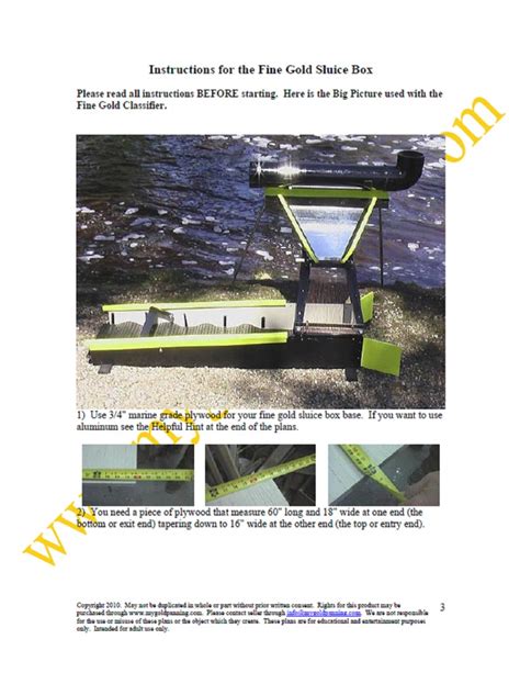 Diy Fine Gold Sluice Box With Classifier Assembly Plans Dvd Etsy