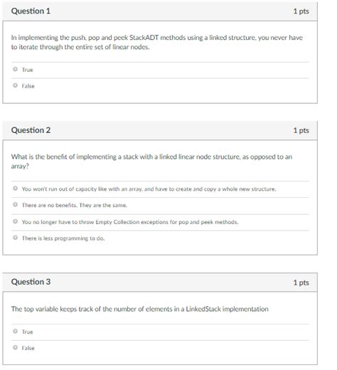 Solved Question 1 1 Pts In Implementing The Push Pop And