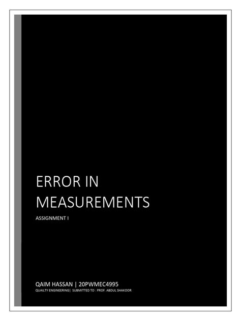 Assignment No 1 Pdf Observational Error Measurement