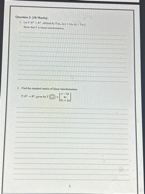 solved question 3 [10 ﻿marks]let t r2→r2 ﻿defined by