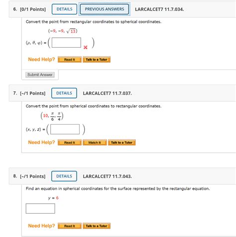 Solved 6 Convert The Point From Rectangular Coordinates To