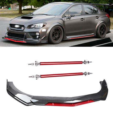 For Subaru Impreza Wrx Sti Front Bumper Lip Splitter Spoilerstrut Rods