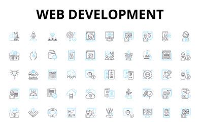 Web Programming Linear Icons Set Html Css Vector Image