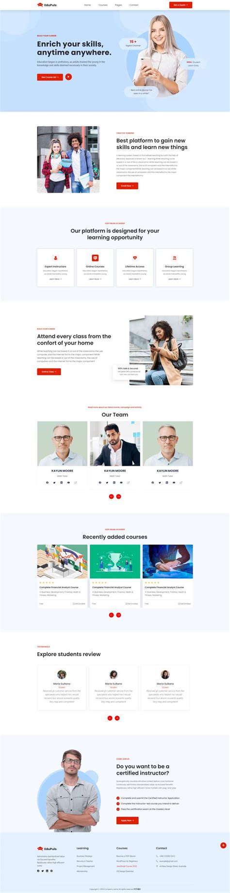 Html网页制作，网络教育网站开发模板 17素材网