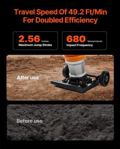 6 5 Hp 196 Cc Fuel Power Jumping Jack Vibratory Rammer Tamper Compactor Vevor Us