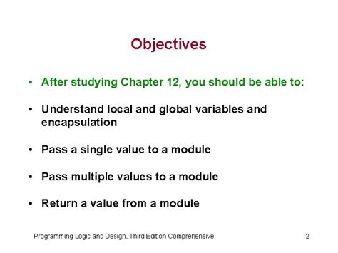 Chapter 12 Advanced Modularization Techniques Programming Logic And