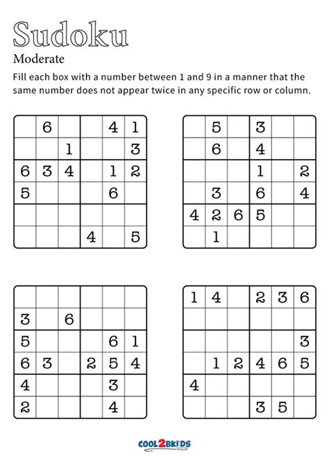 Printable Sudoku Puzzles 4 Per Page Download And Print Free Educational Worksheets
