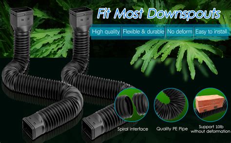 2 Pack Gutter Downspout Extensions Flexible Rain Gutter Downspout Extenders Drainage Pipe
