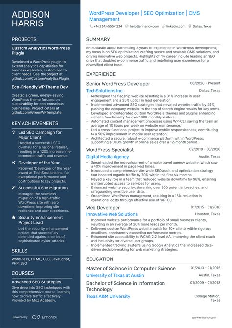 10 Wordpress Developer Resume Examples And Guide For 2025