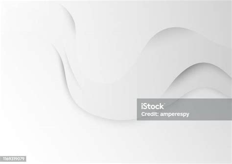 Abstract Circle Blank Paper White And Gray Tone Vector Background Wave Overlapping With Shadow