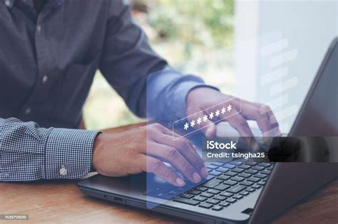 Cyber Security Concept Password To Access Personal User Data User Typing Password Cyber Security