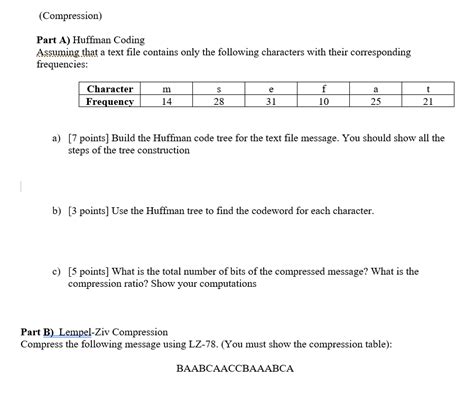 Solved Compression Part A Huffman Coding Assuming That A