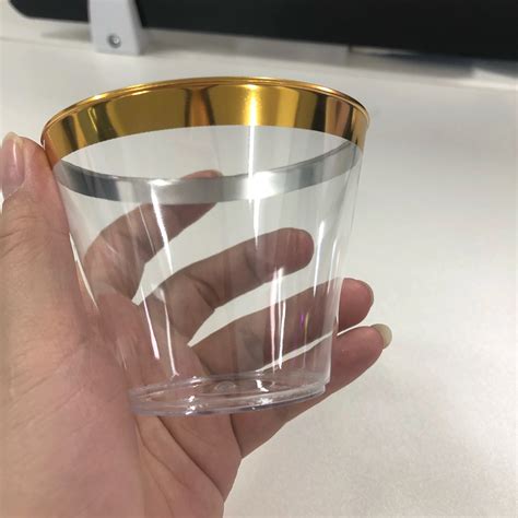 9oz 10oz 12oz 14oz 16oz 로즈 금은 결혼식 당을 위한 플라스틱 명확한 컵 그리고 판을주문을 받아서 만듭니다 색깔로고 디자인을 Rimmed Buy