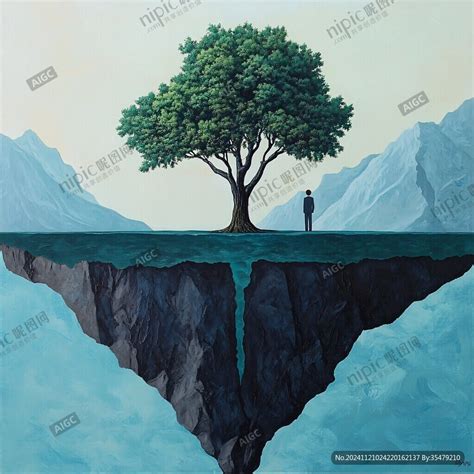 Ai创作图超现实主义画作 超现实画作 超现实意境画 超现实主义绘画 3d画深渊 超现实主义图片 画深渊立体画 超现实主义画派画家 超现实主义画家 夹缝中求生存的树苗 3d悬崖立体画 3d画悬崖