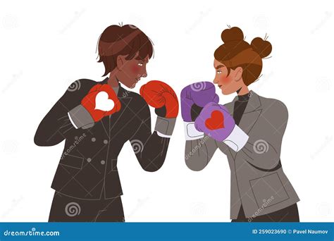 Relationship Problems With Man And Woman Fighting With Boxing Gloves