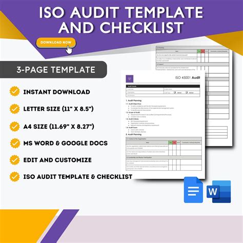 ISO Audit ISO Audit Internal Audit Checklist Quality Assurance ISO Safety Standards