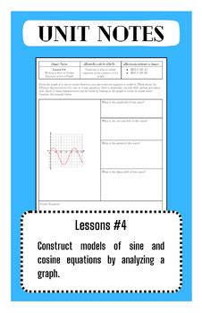 Graphing Sine And Cosine Functions COMPLETE UNIT Notes Packet TPT