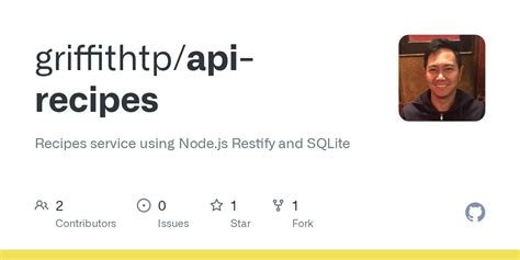 Github Griffithtp Api Recipes Recipes Service Using Node Js Restify And Sqlite
