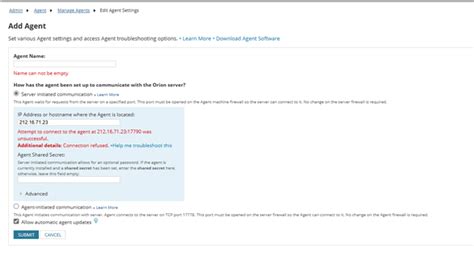 Solarwinds Agent Not Responding To Registration Request General The Solarwinds Platform Thwack