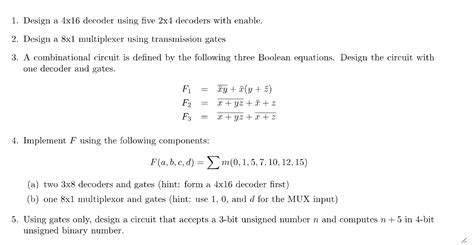 Solved Design A 4 X 16 ﻿decoder Using Five 2 X 4 ﻿decoders