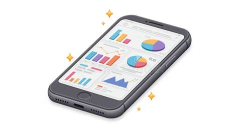Analyzing Business Data On Smartphone With Charts And Graphs Stock Illustration Illustration