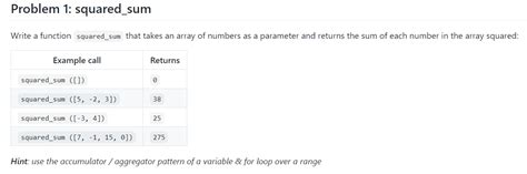 Solved Problem 1 Squared Sum Write A Function Squared Sum Chegg Com