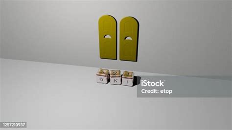 스키의 3d 그래픽 이미지와 상단 관점에서 금속 입방 문자로 만든 텍스트와 함께 개념 프리젠 테이션 및 슬라이드 쇼에 탁월합니다