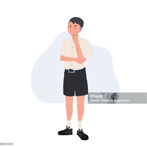 태국 학생 소년의 전체 길이 생각하고 있습니다 문제를 파악하십시오 벡터 일러스트 레이 션 결정에 대한 스톡 벡터 아트 및 기타 이미지 Istock